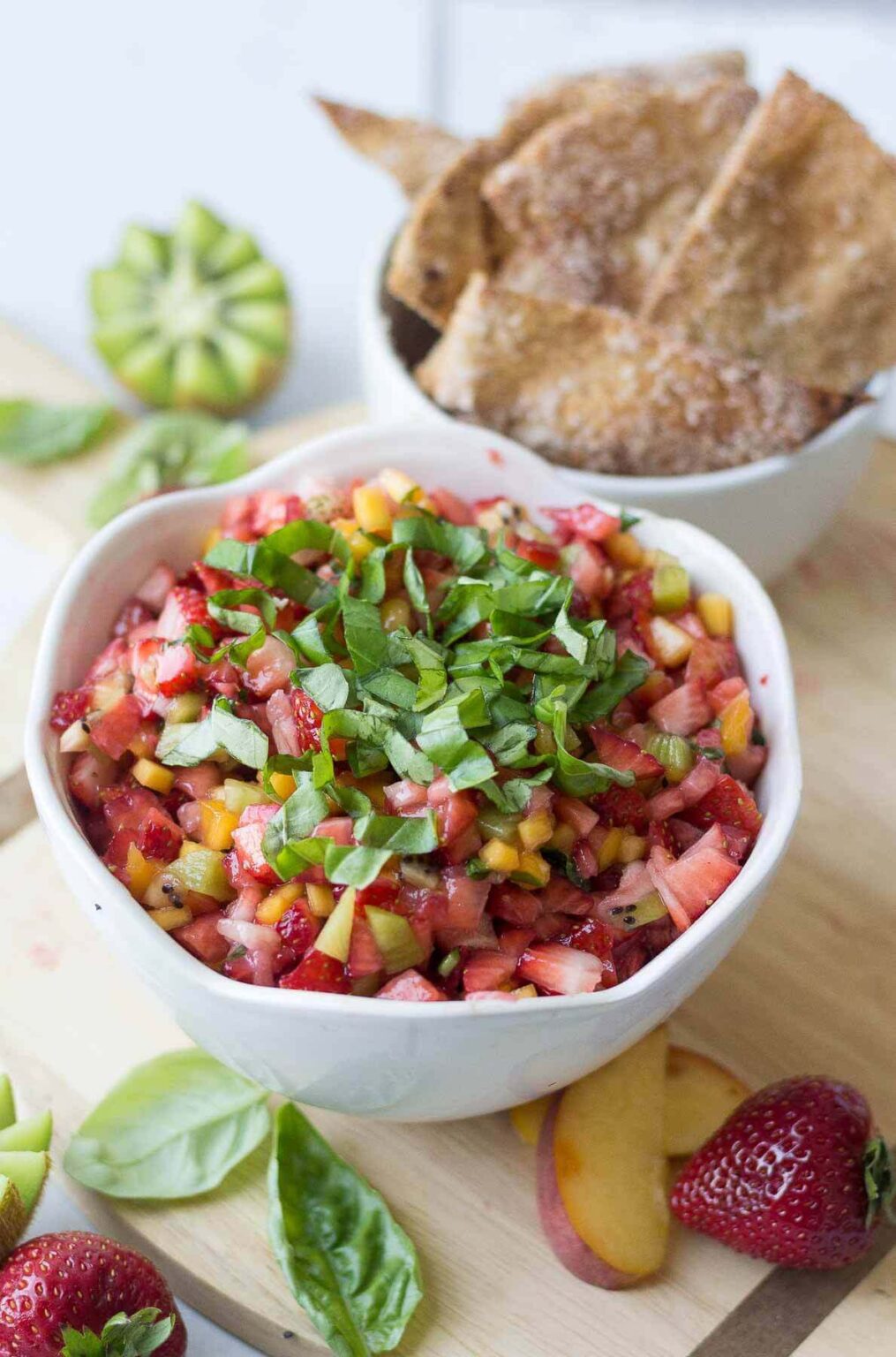 Healthy Fruit Salsa with Cinnamon Sugar Pita Chips | What Molly Made