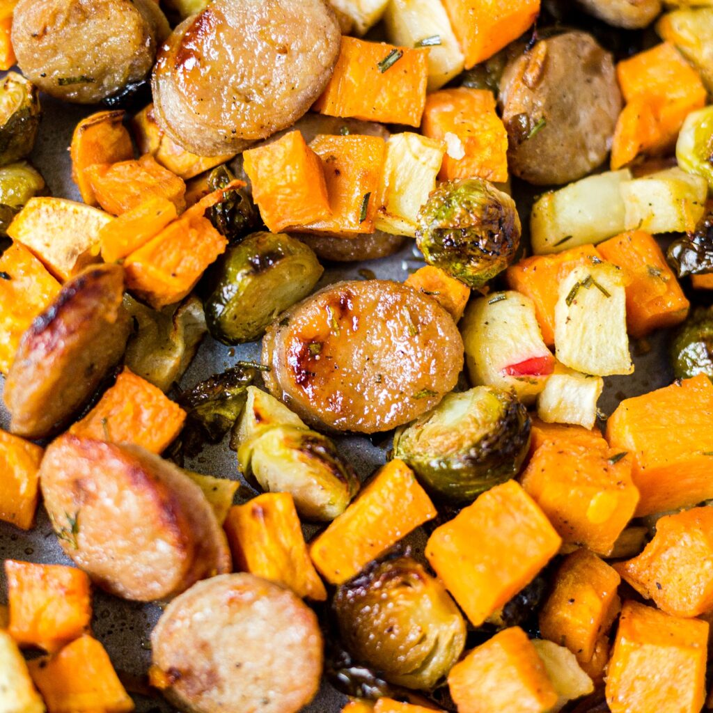 Sheet Pan Maple Dijon Sausage and Fall Veggies | What Molly Made