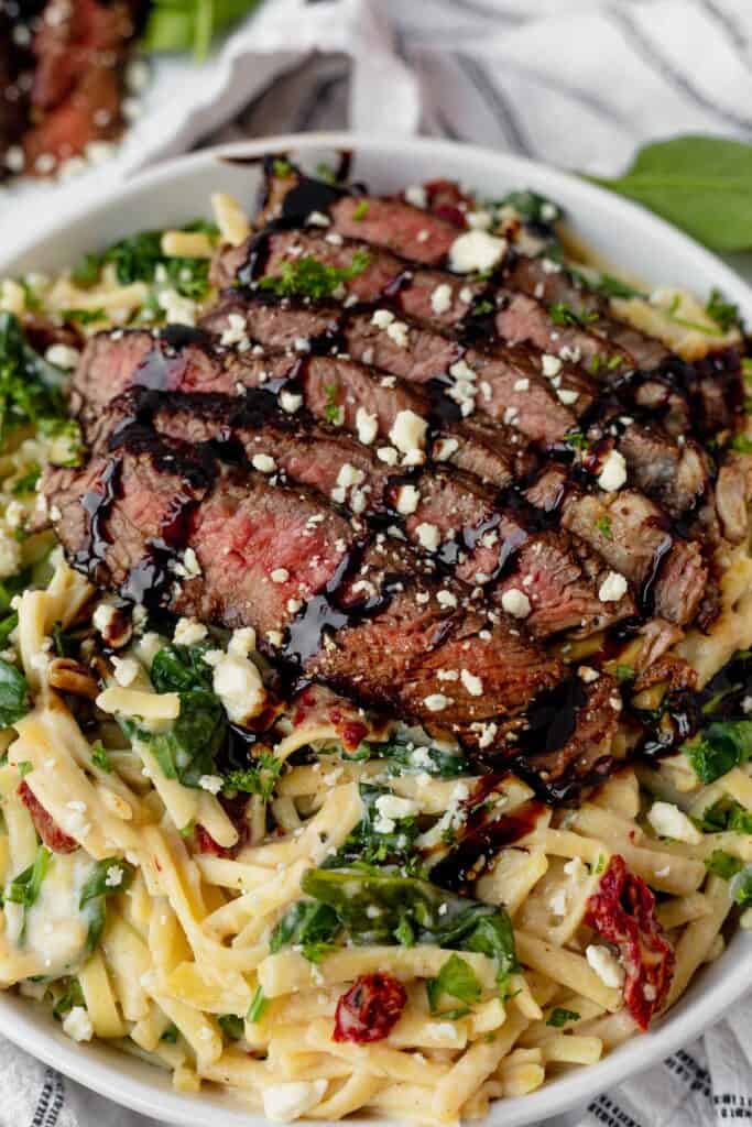 Creamy Balsamic Steak Pasta - What Molly Made