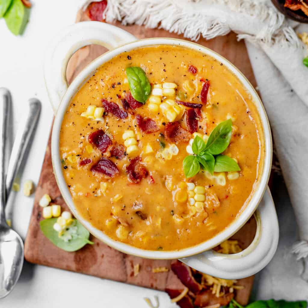 Instant Pot Corn Chowder with Bacon and Basil | What Molly Made
