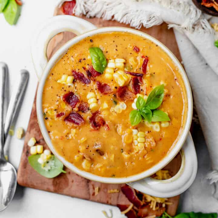 Instant Pot Corn Chowder with Bacon and Basil | What Molly Made