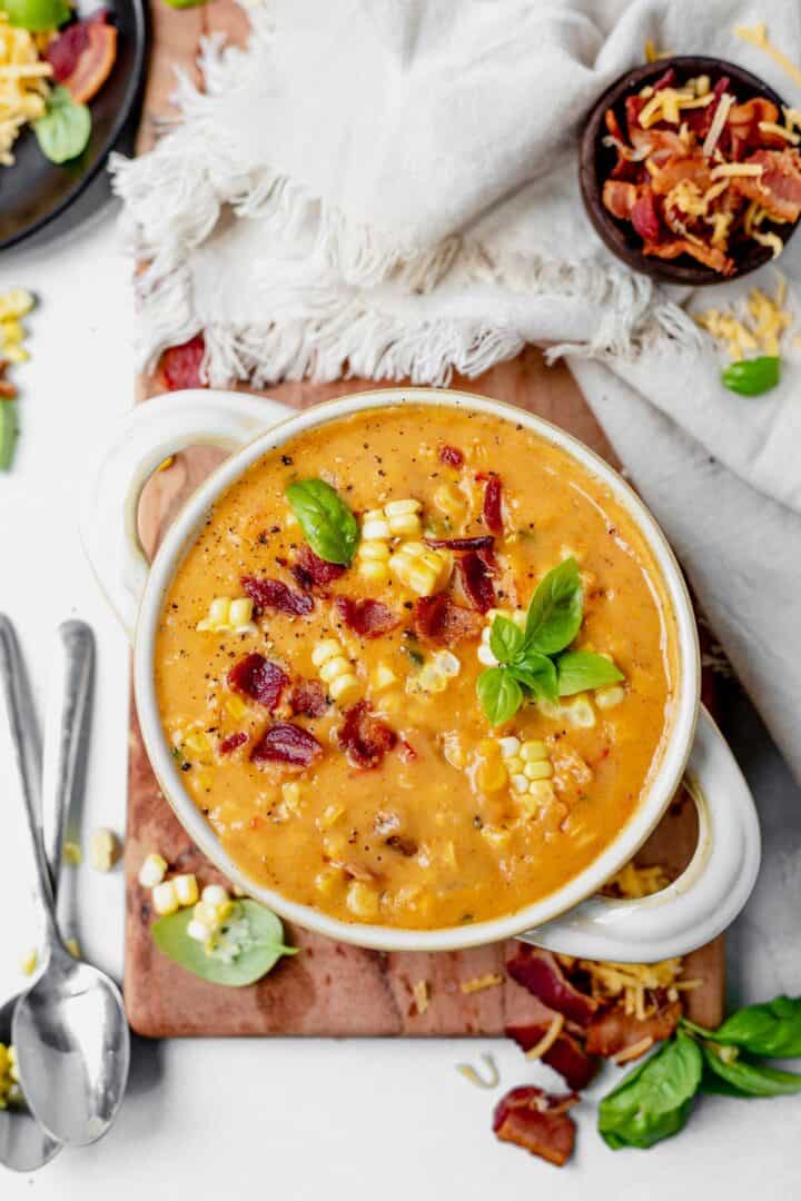 Instant Pot Corn Chowder with Bacon and Basil | What Molly Made