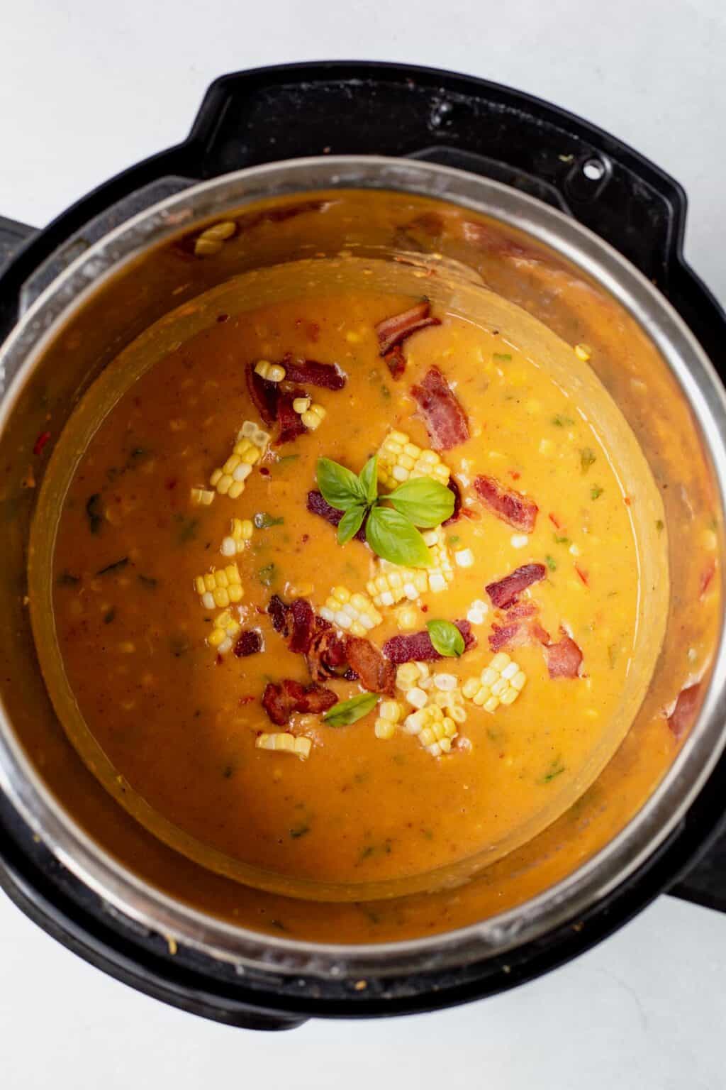 Instant Pot Corn Chowder with Bacon and Basil | What Molly Made