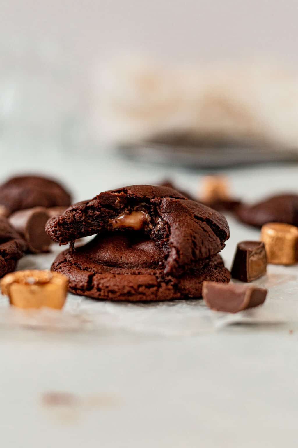 Easy Rolo Stuffed Chocolate Cookies