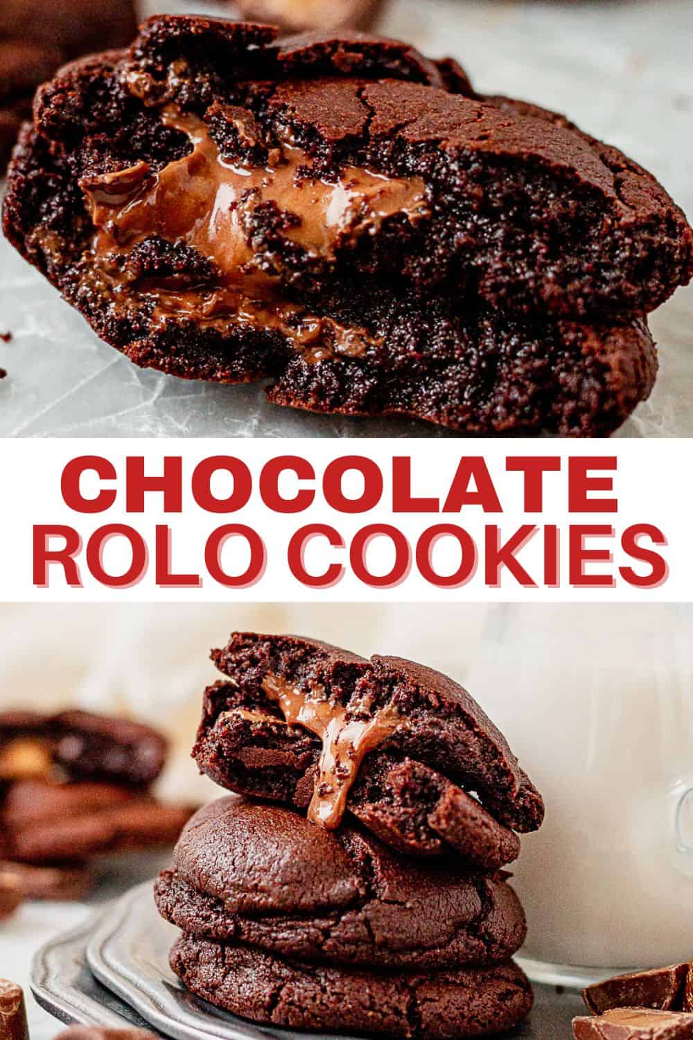Easy Rolo Stuffed Chocolate Cookies