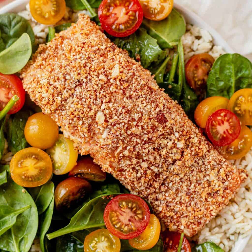 Almond Crusted Salmon Recipe with Honey Mustard