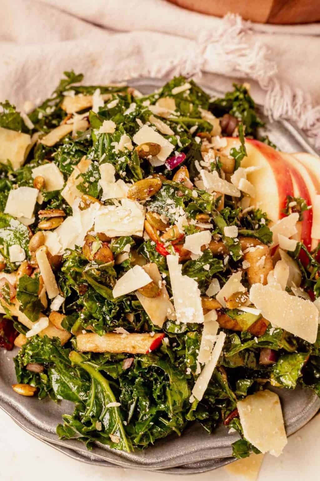 Simple Kale Apple Salad with Balsamic Dressing