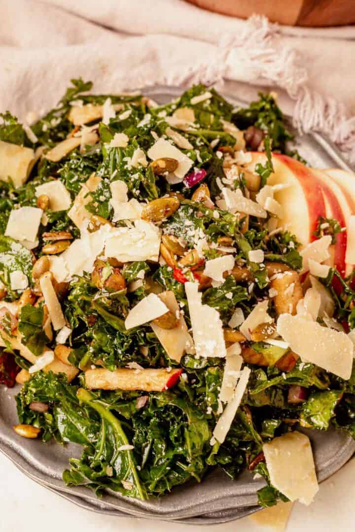 Simple Kale Apple Salad with Balsamic Dressing