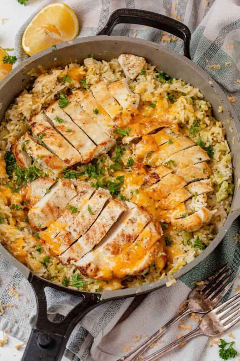 One Pot Cheesy Chicken Broccoli and Rice | What Molly Made
